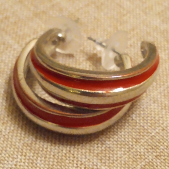 unbranded | Jewelry | Vintage Redsilver Tone Half Circlemoon Enamel ...